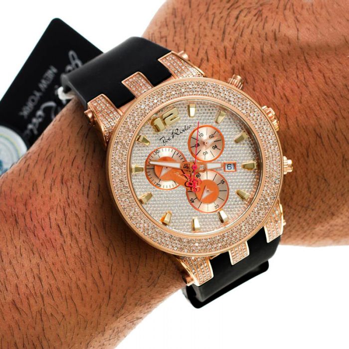 Men's Joe Rodeo Broadway Diamond Rose Gold Watch 5.00ct #JRBR6 | AJWatches