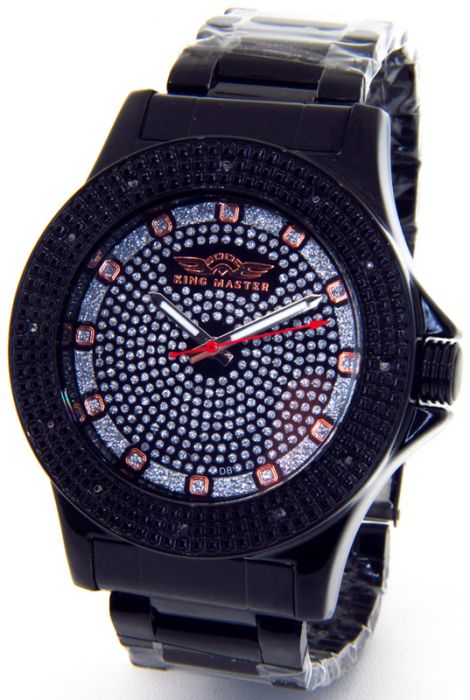 King Master Diamond Watch Mens Black Metal Band KM-568 | AJWatches