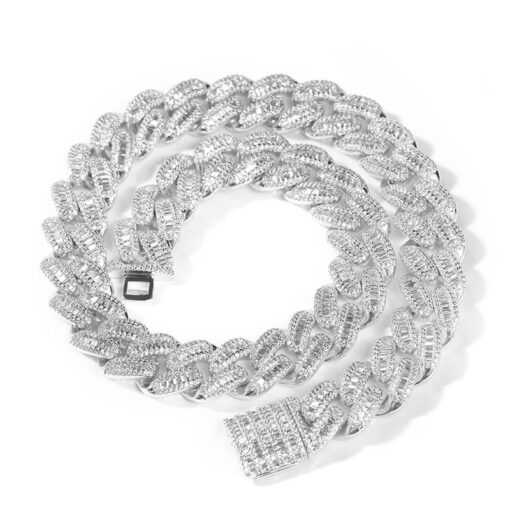 15mm Iced Out Baguettes Miami Cuban Chain Solid Links | AJwatches
